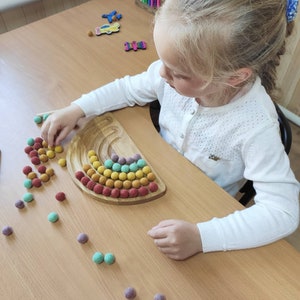 Rainbow Tracing Board With 5 Stripes With Waldorf Colors Felt Balls ...