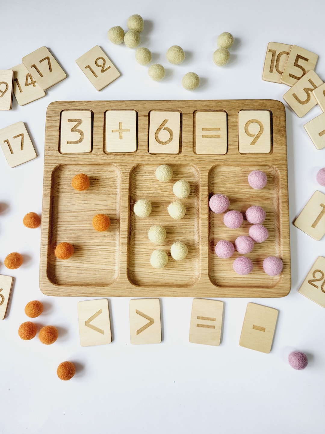 Montessori Math Board 1-20 With Trays and Numbers Cards Gift for Kids ...