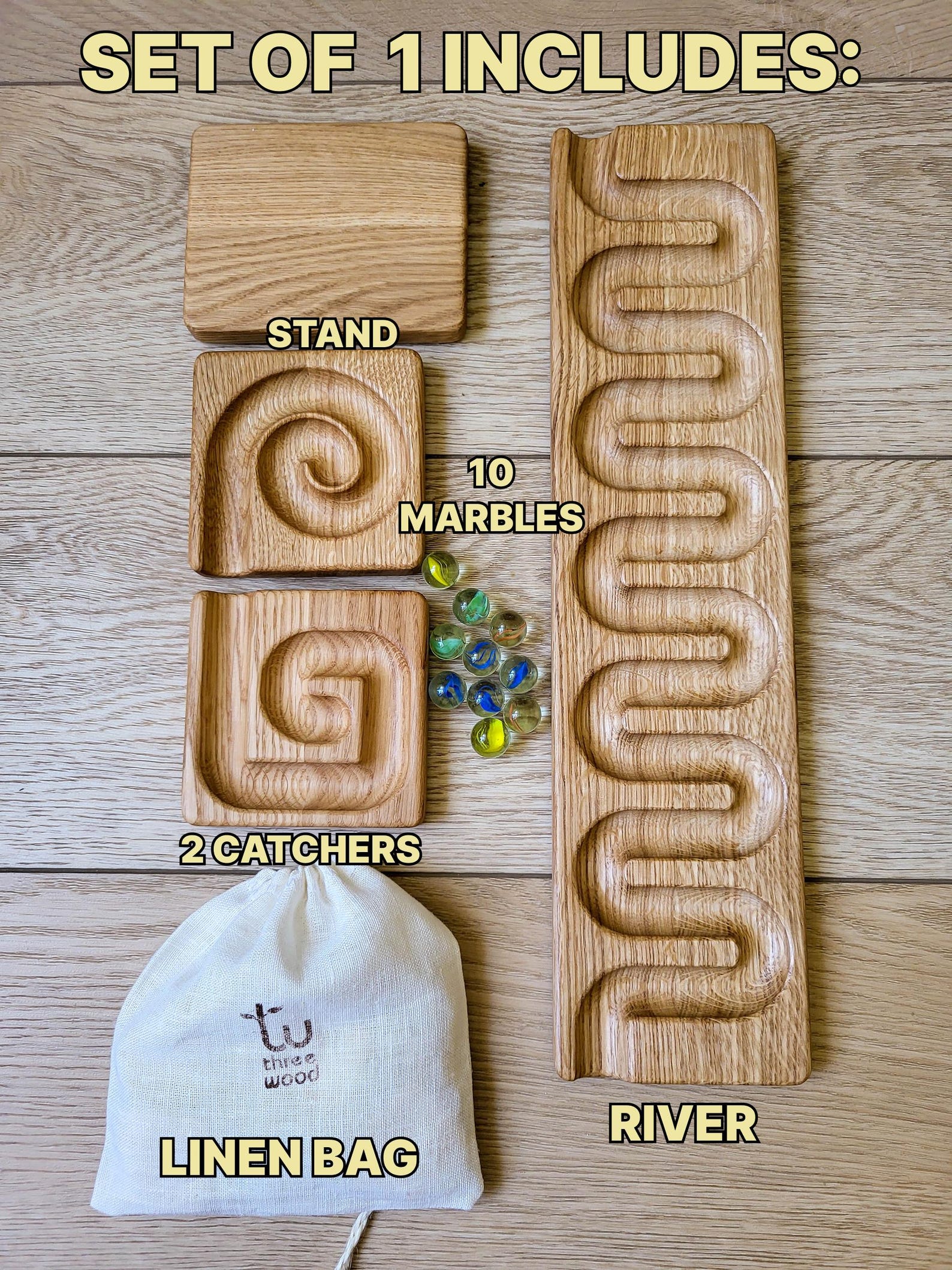Wooden Marble Run Race Marble Machine Winding Track Set Wooden Ball Run ...