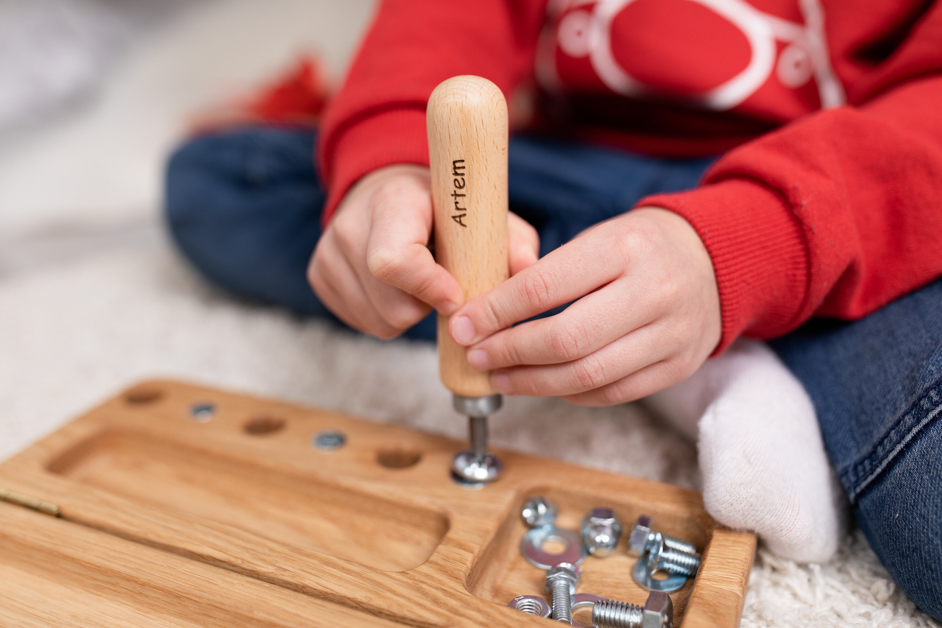 Montessori Screw Board Gift for Kids Screw Driver for Kids Wooden ...
