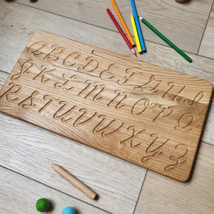 Montessori Alphabet Cursive Tracing Board Reversible Lowercase ...