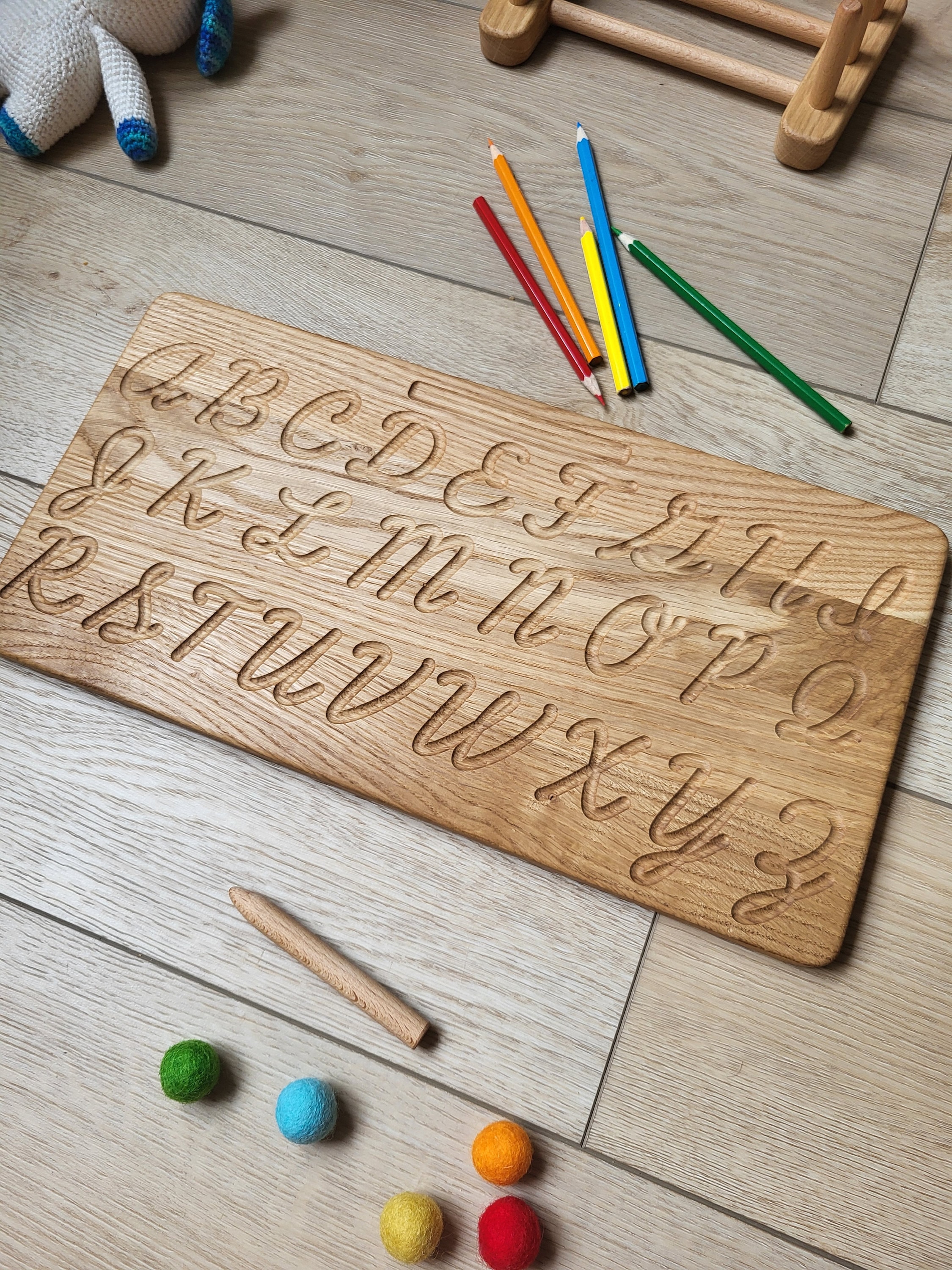 Montessori Alphabet Cursive Tracing Board Reversible Lowercase ...