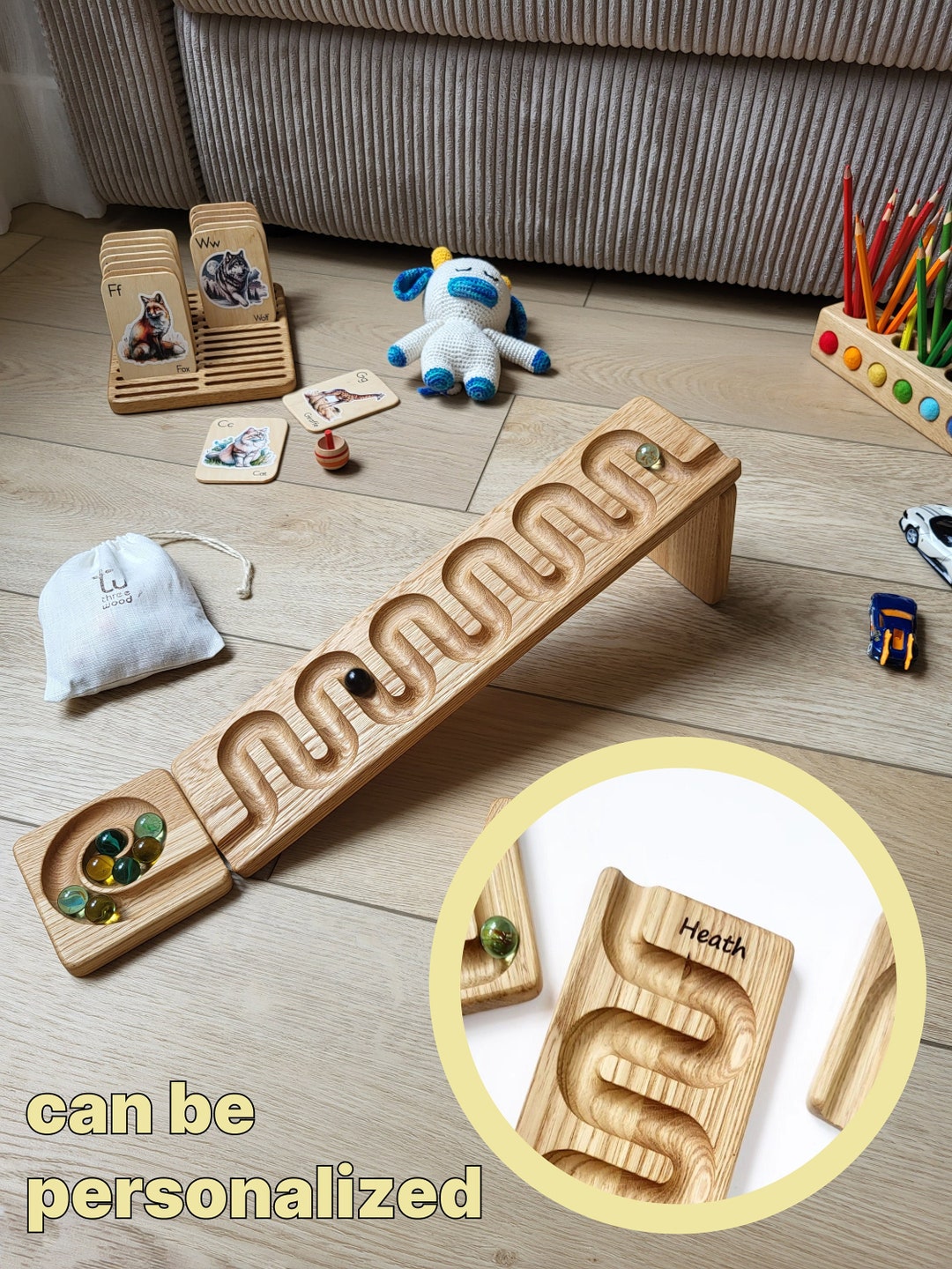 Personalized Marble Run Track RIVER Race Wooden Toy Maze Board Ball Run ...
