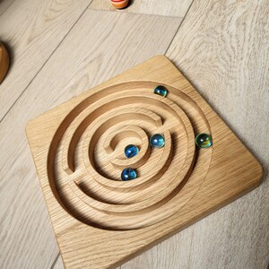 Wooden Maze Labyrinth Game Educational Toy Gift for Kids Waldorf Marble ...