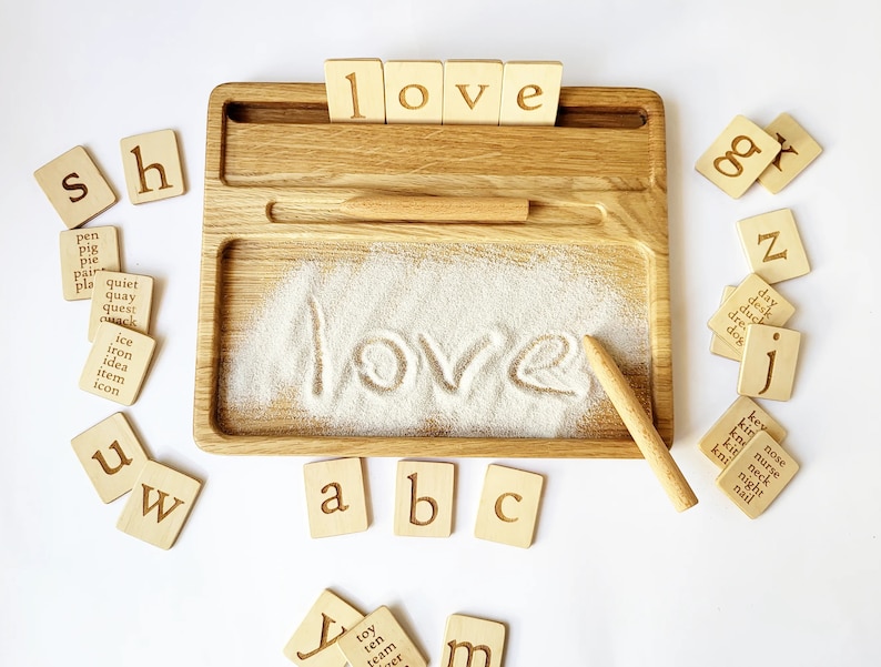 Montessori Sand Tray With Letter Cards English Lowercase Letters ...