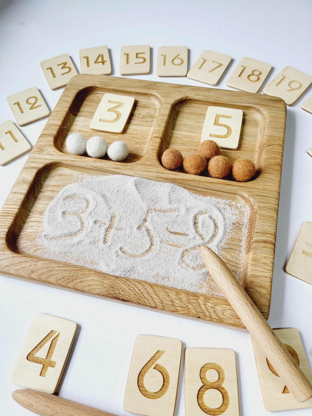 Montessori Sorting Tray+number Letters Cards Color Sorting Composition ...