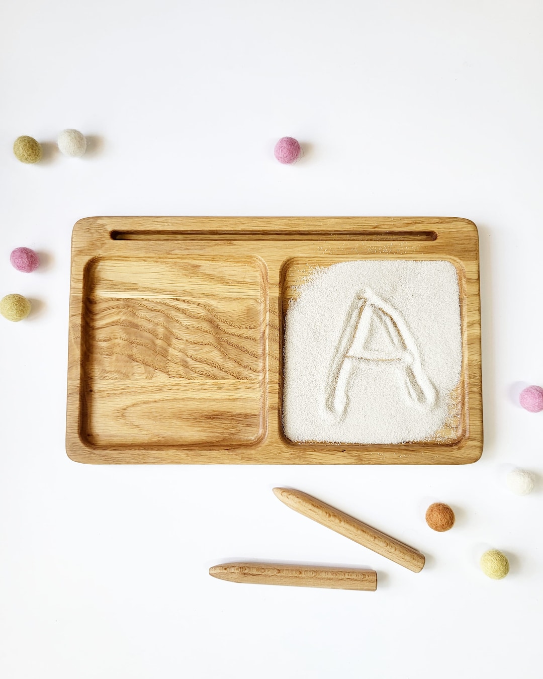 Sand Tray Sensory Writing Montessori Wooden Learning Tray 2 Part Tray ...