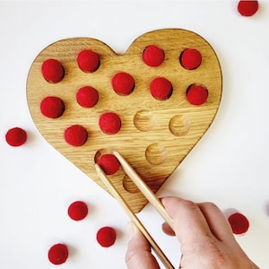 Montessori Toy Wooden Heart Fine Motor Skills Activities Homeschool ...