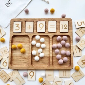 Montessori Math Board Count With Trays and Numbers Cards Waldorf ...