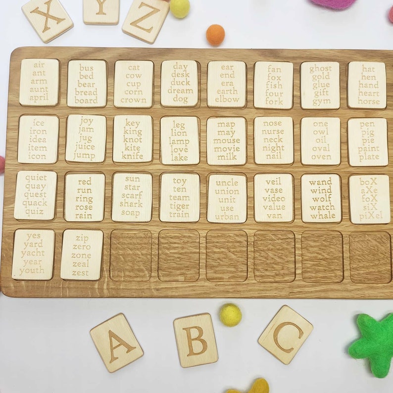 English Alphabet Board With Uppercase Flash Cards Tiles Educational ...