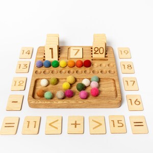 Montessori Math Reversible Board With Number Cards 0-20 Preschool ...