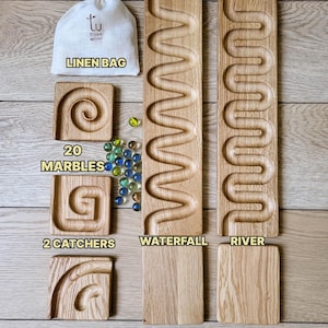 Wooden Marble Run Race Marble Machine Winding Track Set Wooden Ball Run ...