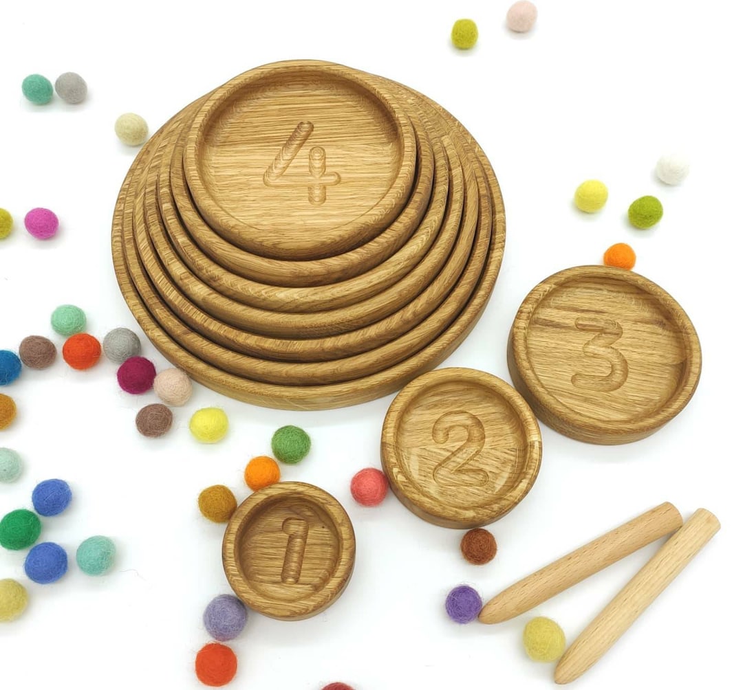 Gift for Kids, Sorting Plates or Trays With Numbers, Montessori ...
