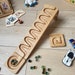 Wooden Marble Run WATERFALL Race Marble Track Machine Winding Track Set ...