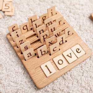 Wooden Alphabet Set Handmade Wood Letters Movable Alphabet Montessori ...