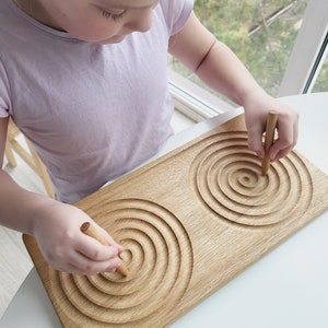 Tracing Reversible Board, Finger Labyrinth, Learning Toy, Wooden Maze ...