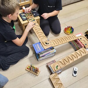 Wooden Marble Run Race Marble Machine Winding Track Set Wooden Ball Run ...