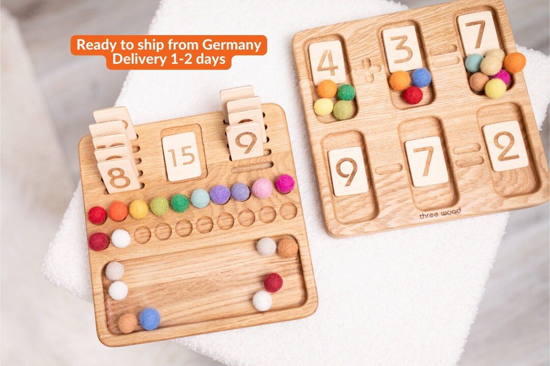 Montessori Math Reversible Board With Number Cards 1-20 Preschool ...