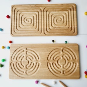 Tracing Reversible Board, Finger Labyrinth, Learning Toy, Wooden Maze ...
