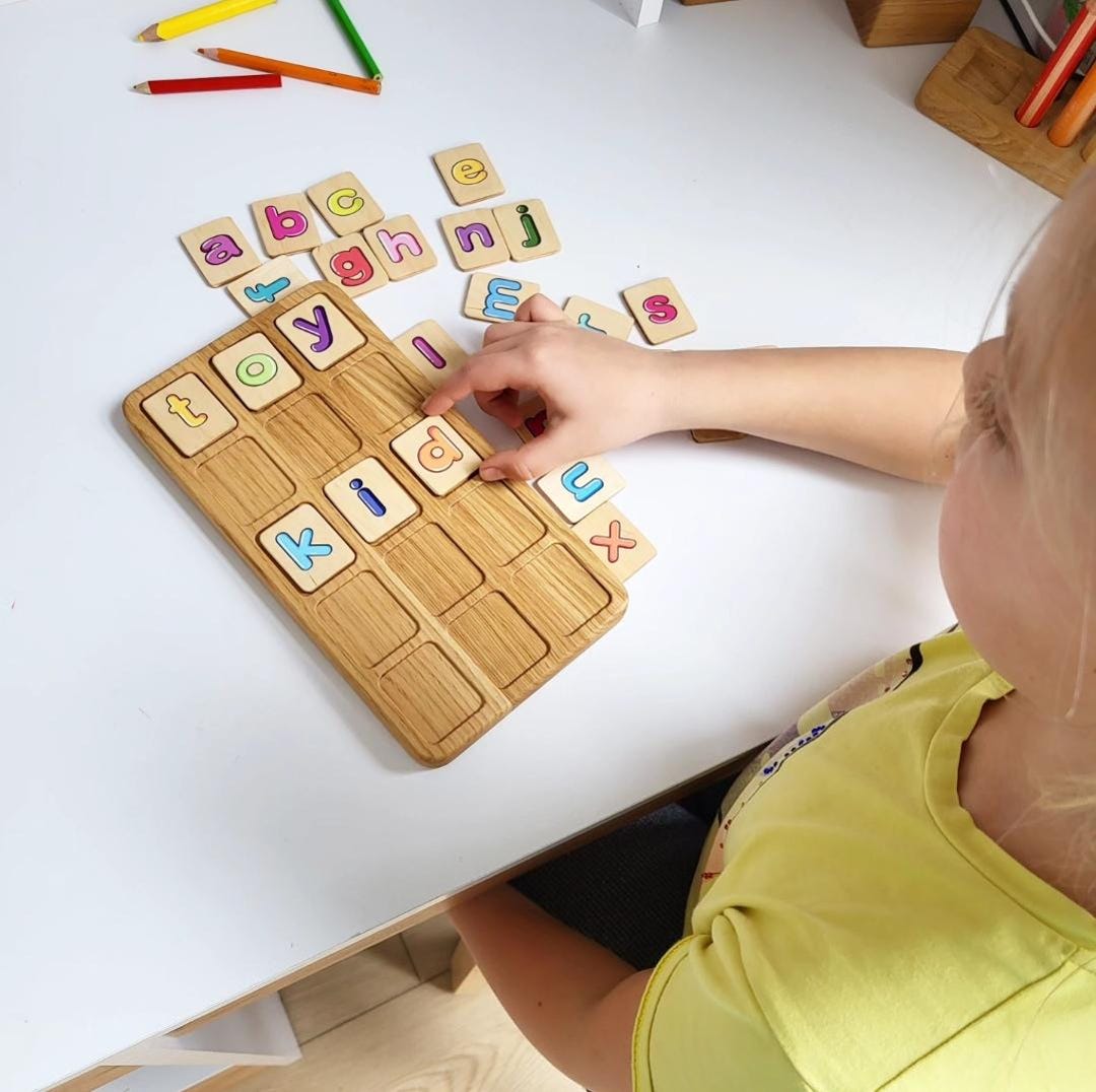 Montessori Alphabet Wooden Board 3×5 With Letter Cards – Learning Toy ...