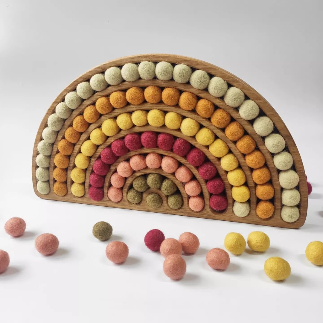 Gift for Kids Montessori Rainbow Sorting Board With Deeper Stripes ...