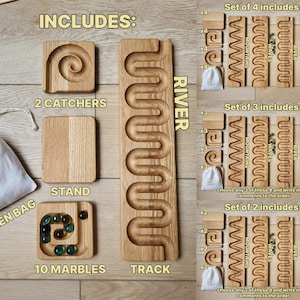 Wooden Marble Run Race Marble Machine Winding Track Set Wooden Ball Run ...