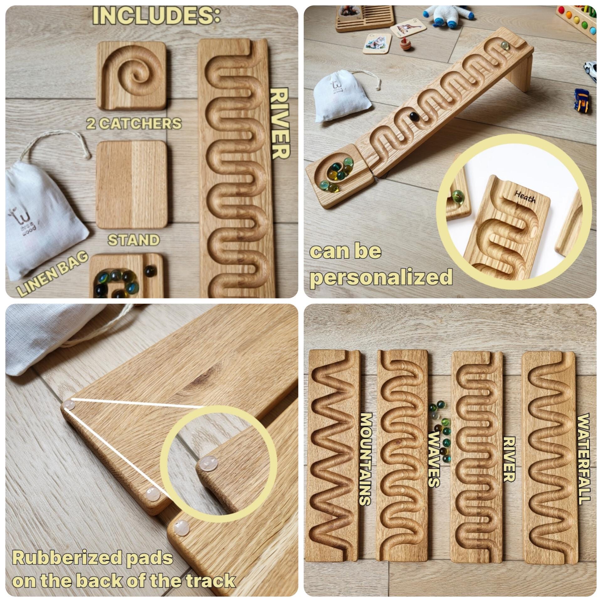 Wooden Marble Run Race Gift Ideas Winding Track Set Wooden Ball Run ...