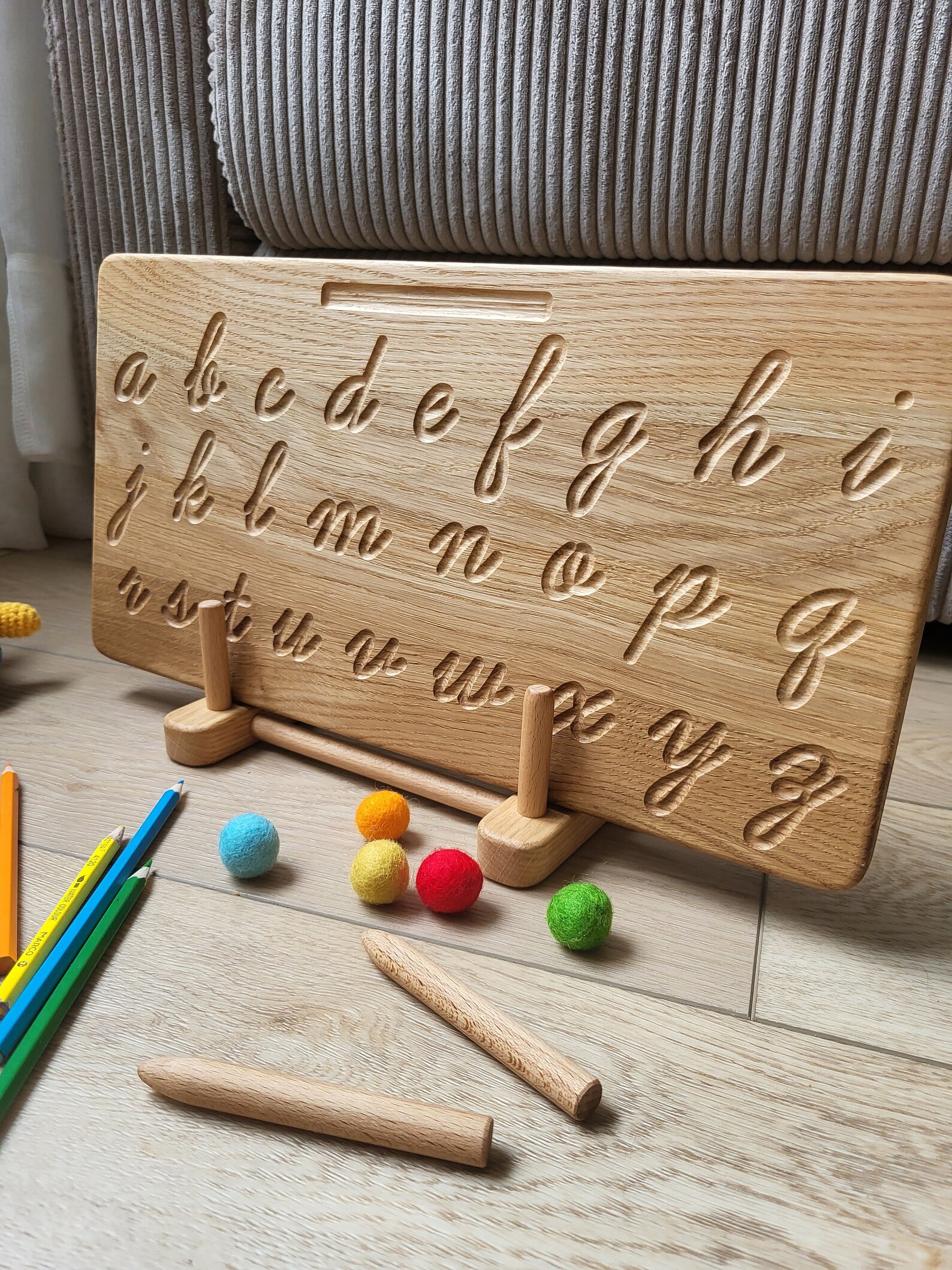 Montessori Alphabet Cursive Tracing Board Reversible Lowercase ...