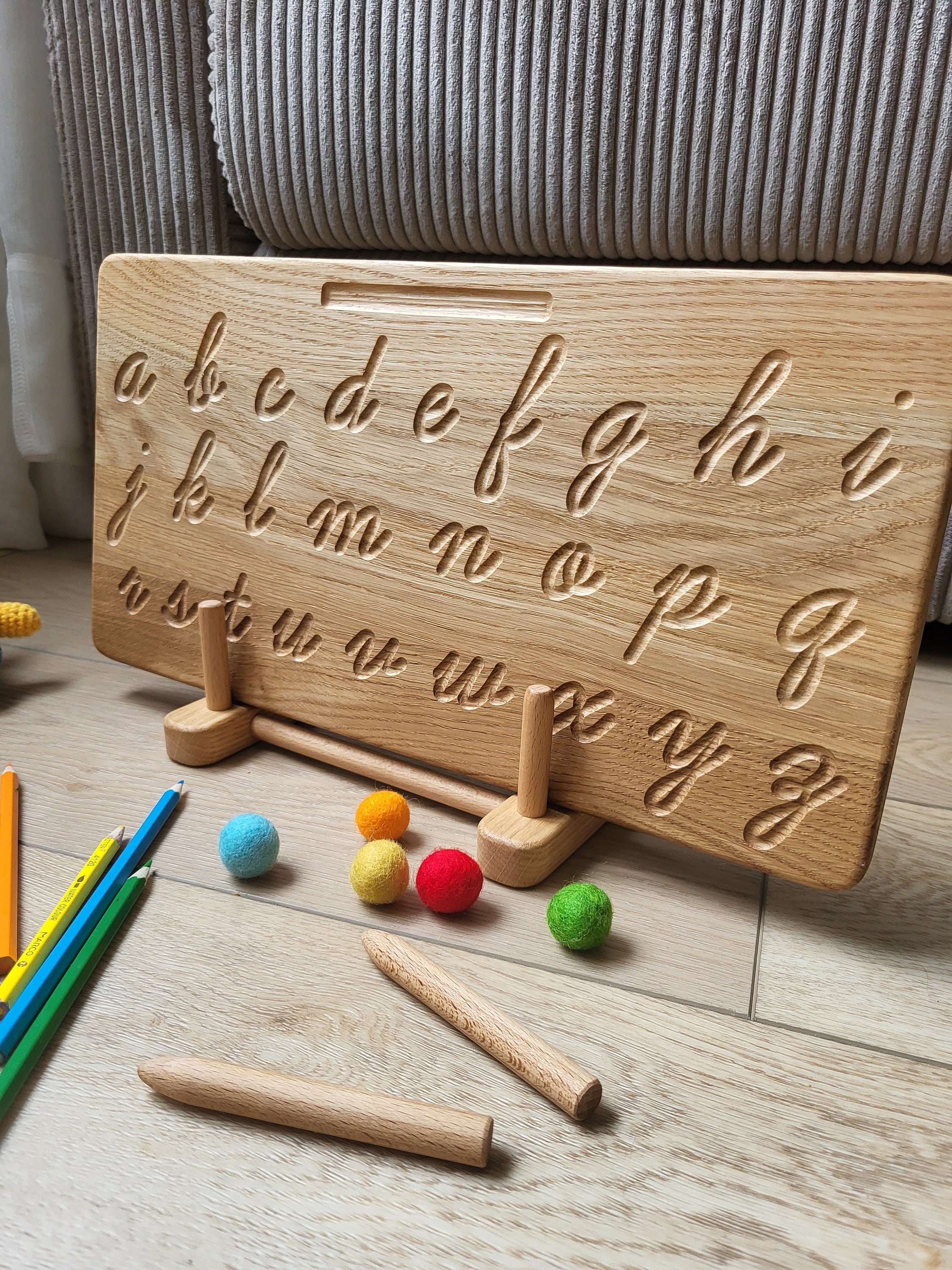 Montessori Alphabet Cursive Tracing Board Reversible Lowercase ...