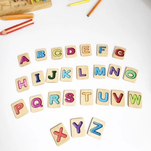 Montessori Colored English Cards With Holder Lowercase Uppercase ...