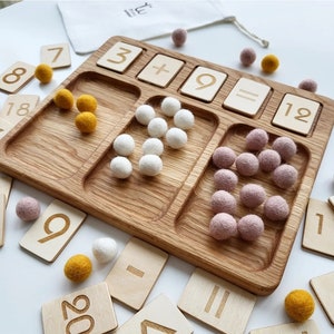 Montessori Math Board Count With Trays and Numbers Cards Waldorf ...