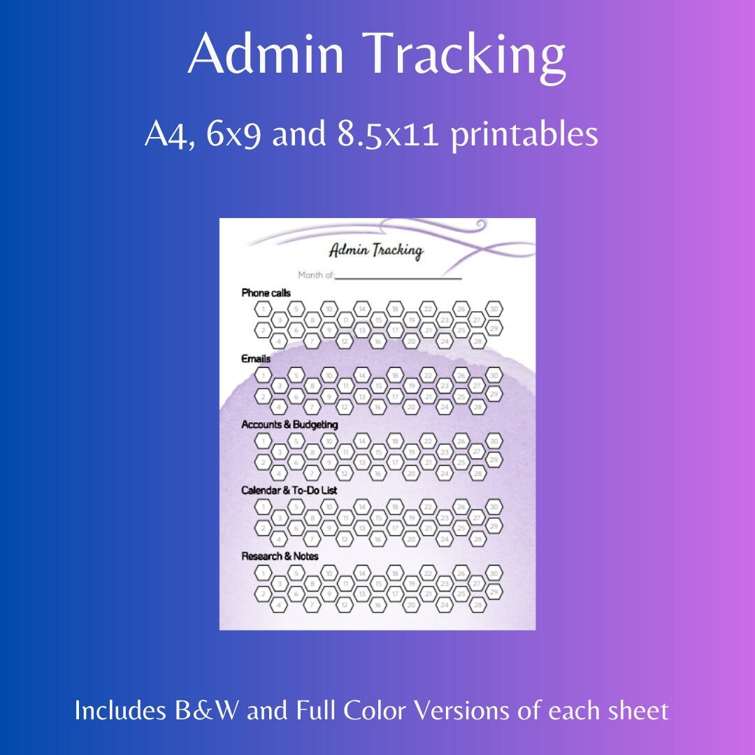 Small Business Admin Tracking / Ipa's Chart / A4 / 6x9 / 8.5x11 / Fun ...
