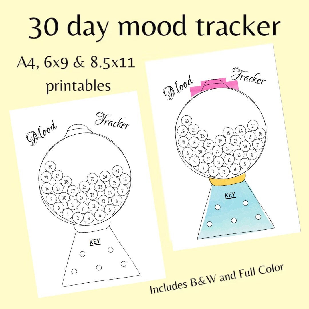 Mood Tracker Printable / Emotions Tracker / Mental Health Tracker / A4 ...