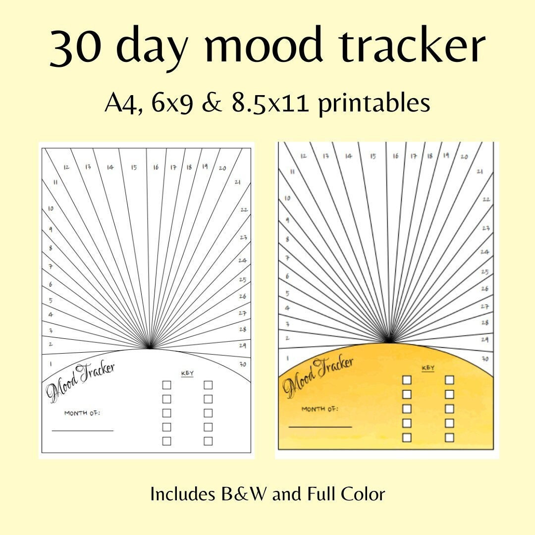 Sunshine Mood Tracker Printable / Emotions Tracker / Mental - Etsy