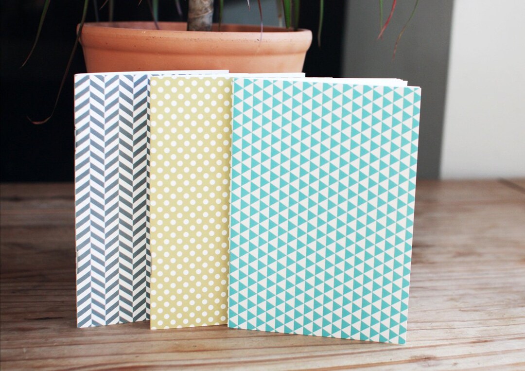 Colourful Notebooks in A6 With Blank Inner Pages, Notepads, Graphical ...