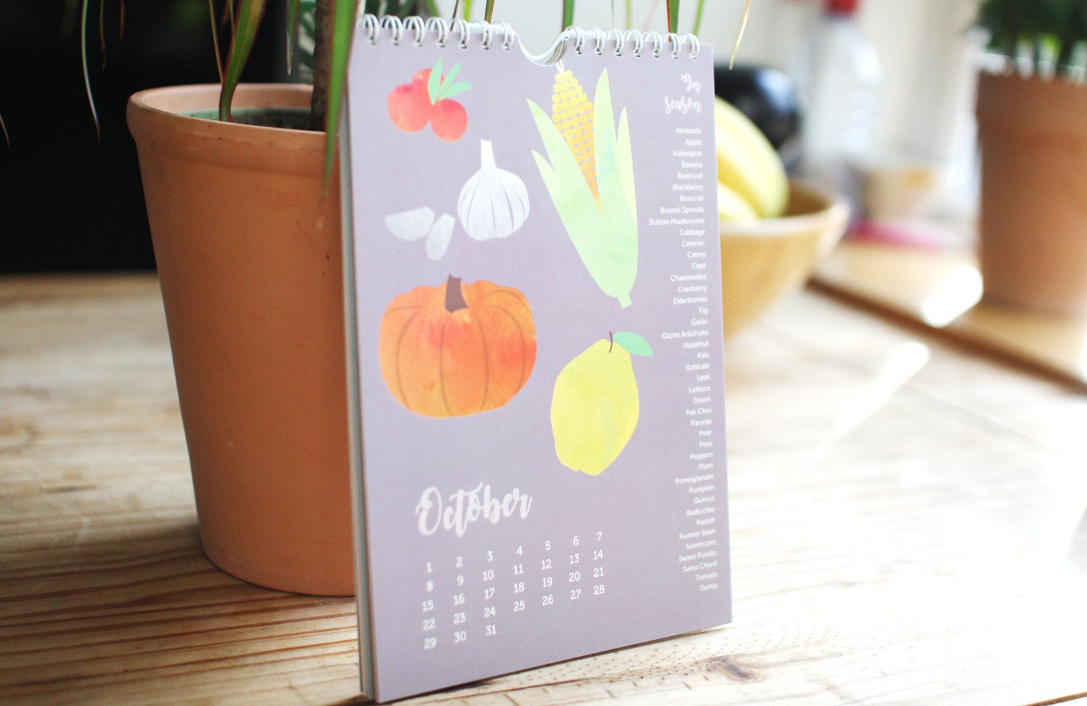 Seasonal Fruit and Veg Calendar in A5 and A4, Perpetual Calendar ...