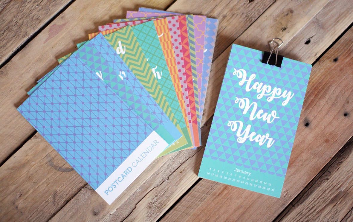 Perpetual Calendar With Sayings, Postcard Calendar, Colourful ...