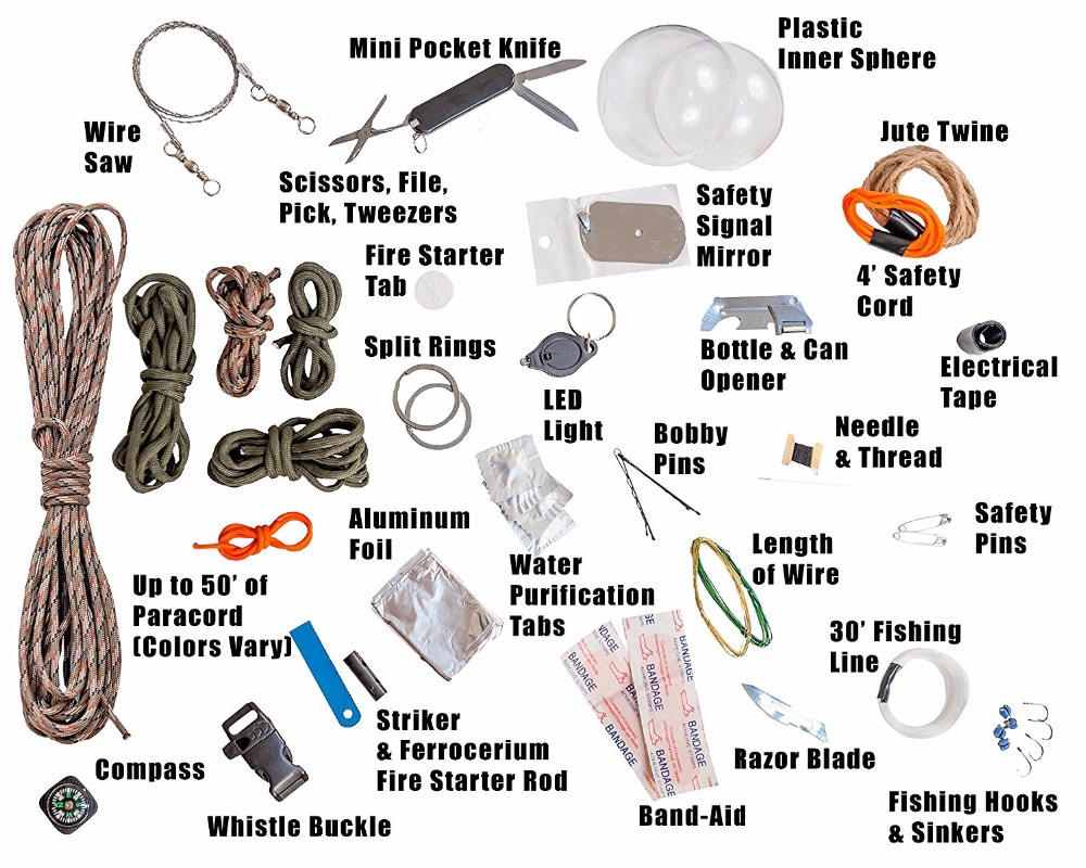 Survival Kit Paracord Grenade Emergency 30 Tool Bugout Keychain - Etsy