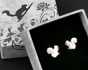 Tiny Silver Squirrel Stud Earrings - Etsy UK