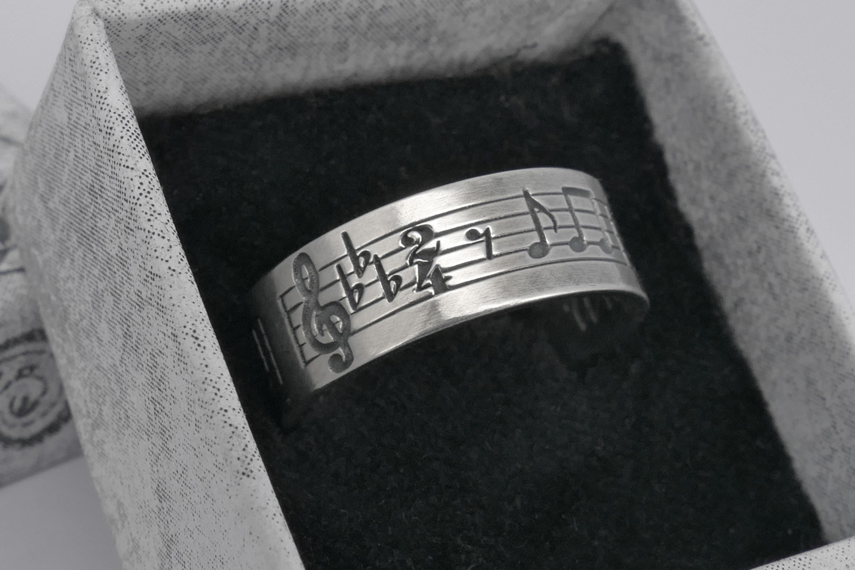 Sterling Silver Music Notes Ring, Handmade Custom Engraved Wedding Band ...