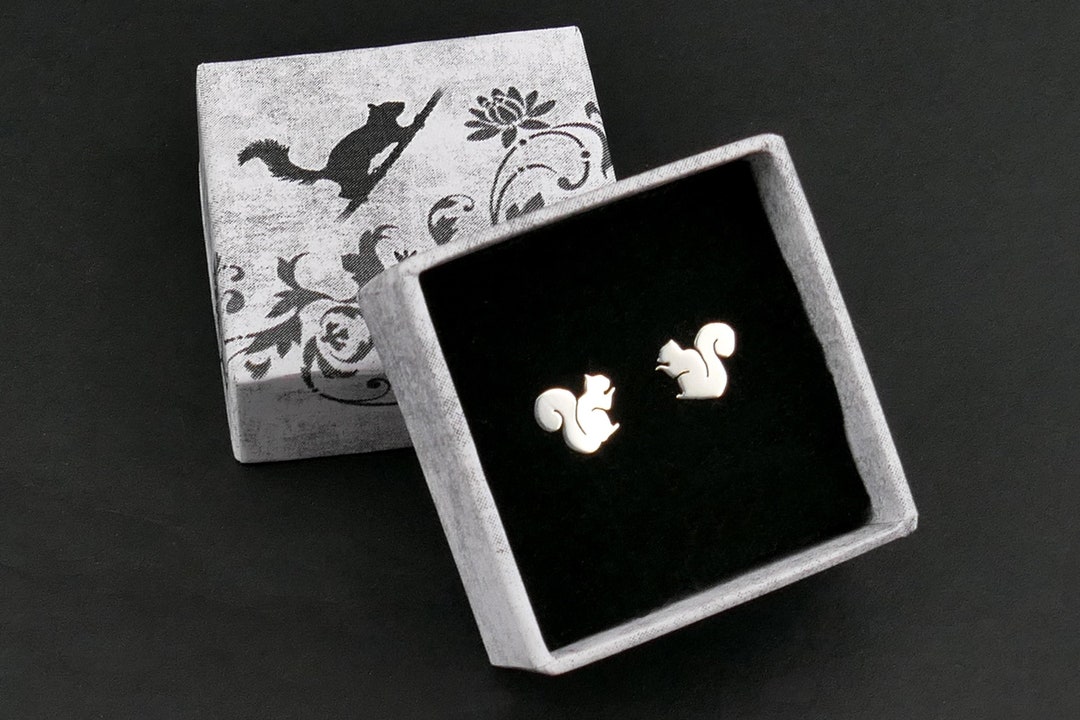Tiny Silver Squirrel Stud Earrings - Etsy UK