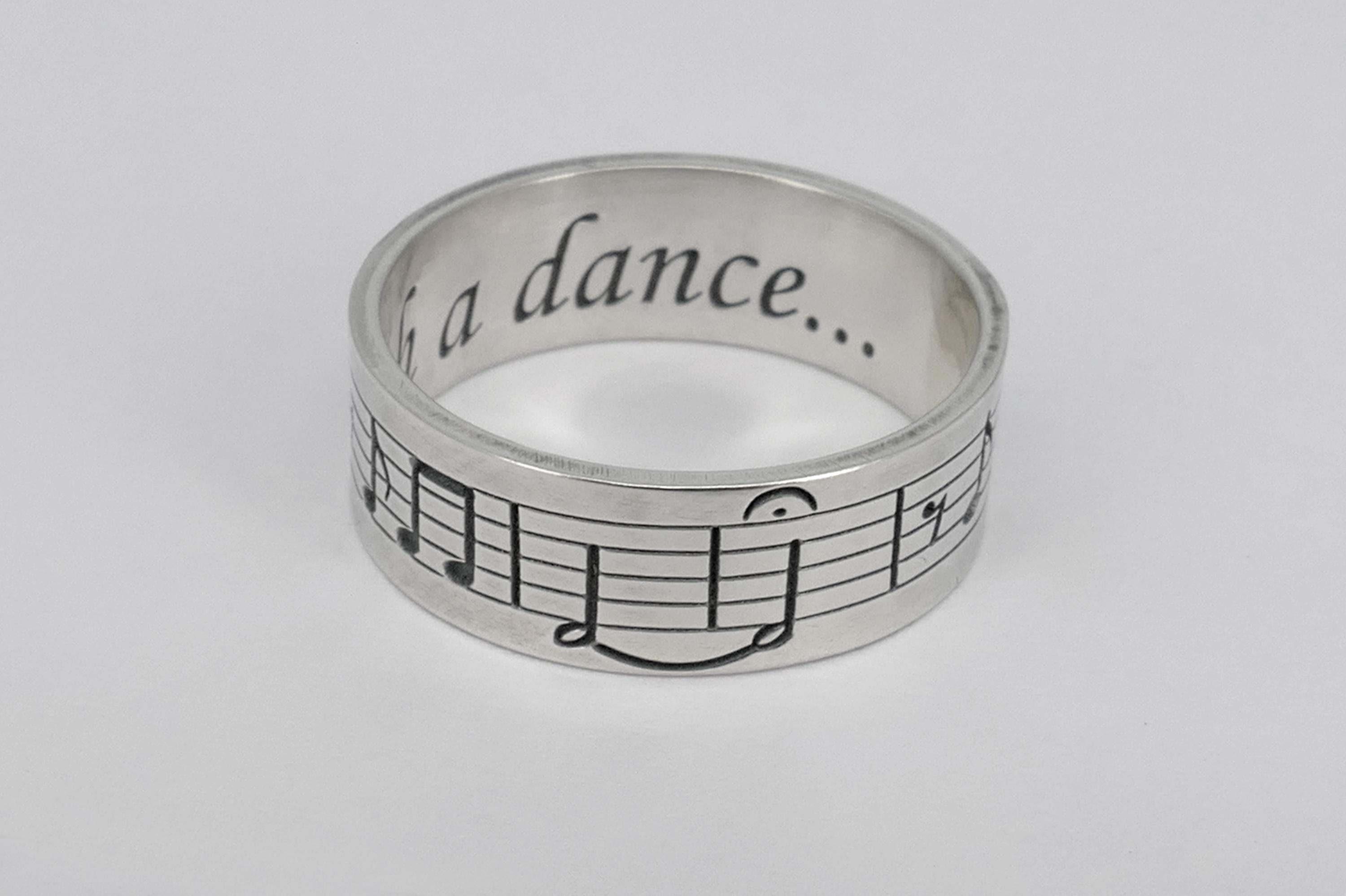 Sterling Silver Music Notes Ring, Handmade Custom Engraved Wedding Band ...