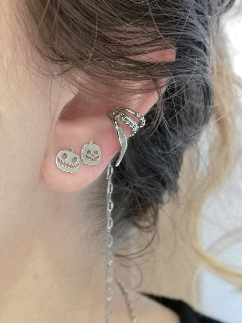 Sterling Silver Halloween Pumpkin Stud Earrings - Etsy