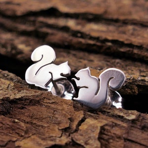 Tiny Silver Squirrel Stud Earrings - Etsy UK