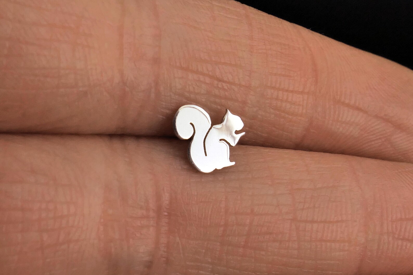 Tiny silver squirrel stud earrings | Etsy