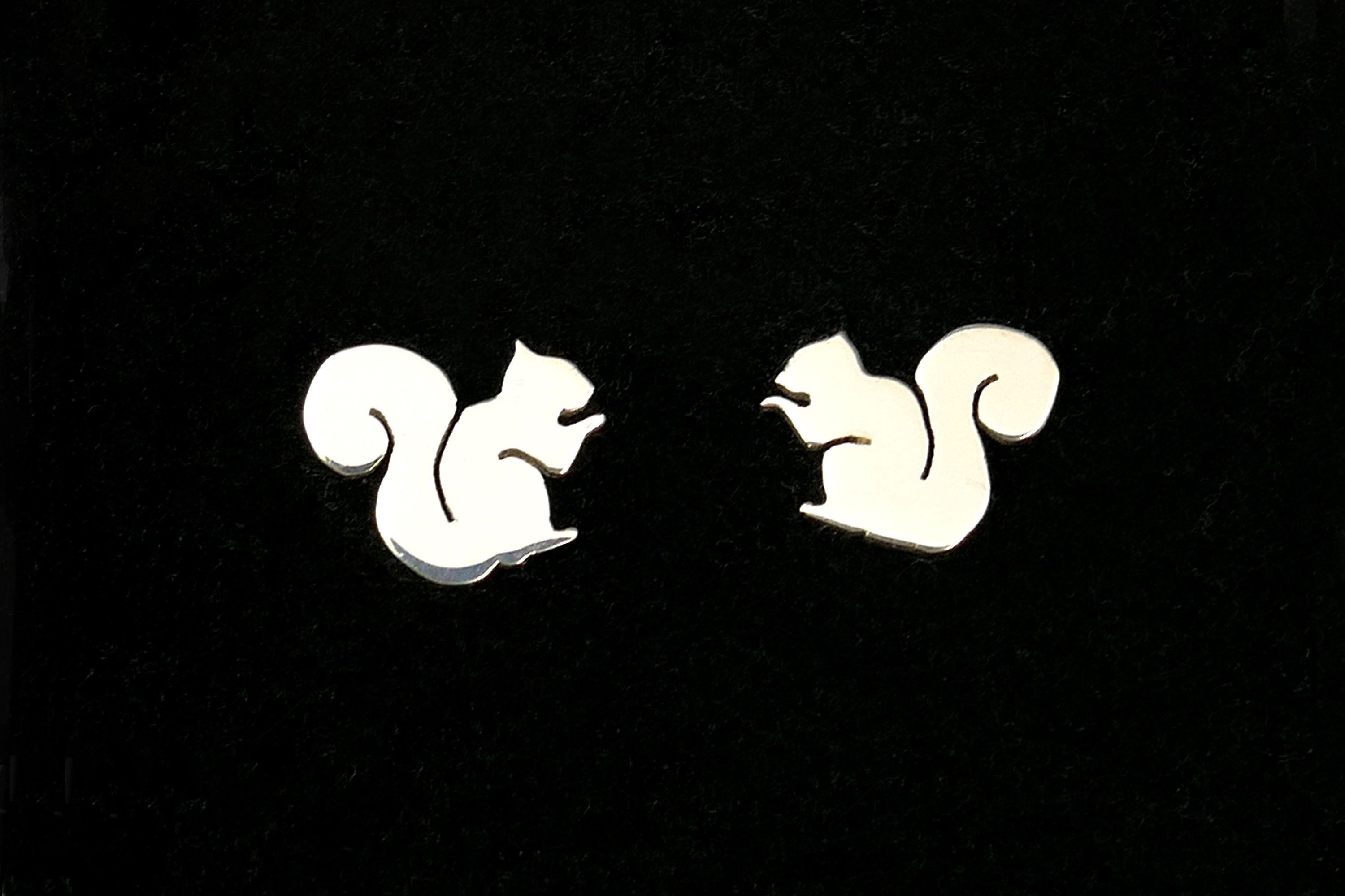 Tiny silver squirrel stud earrings | Etsy