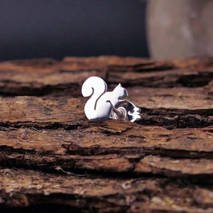 Tiny Silver Squirrel Stud Earrings - Etsy UK