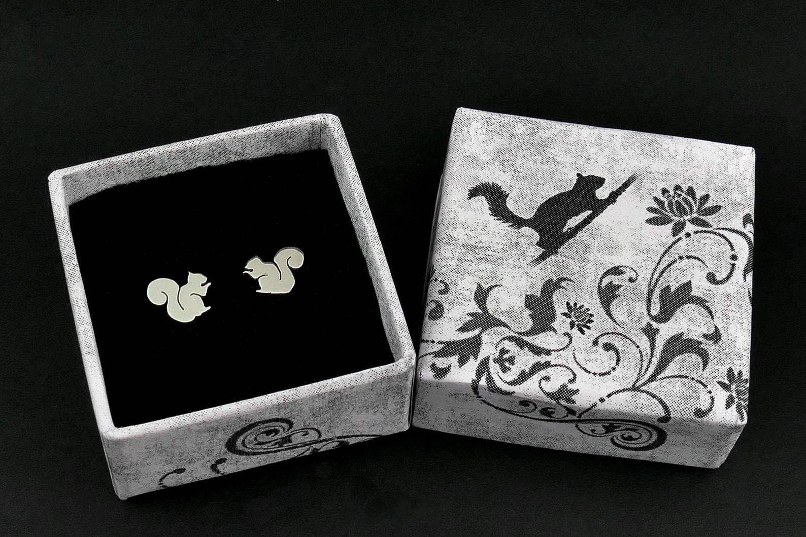 Tiny silver squirrel stud earrings | Etsy