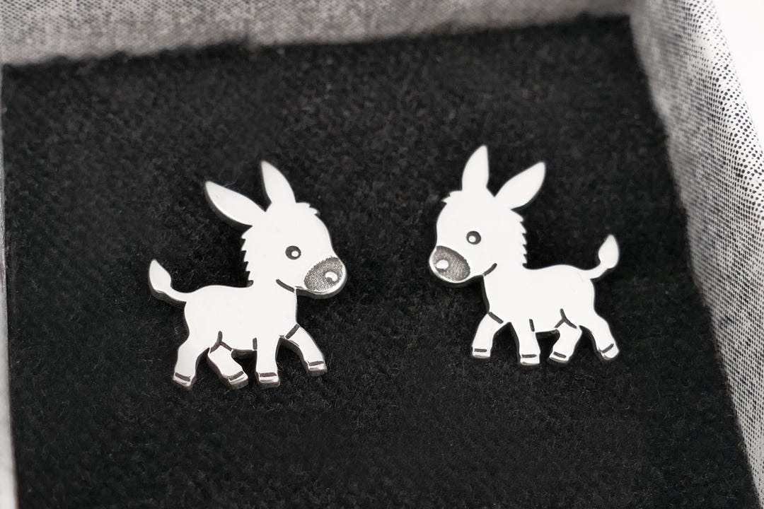 Sterling Silver Donkey Stud Earrings: Gold & Rose Gold Plated - Etsy