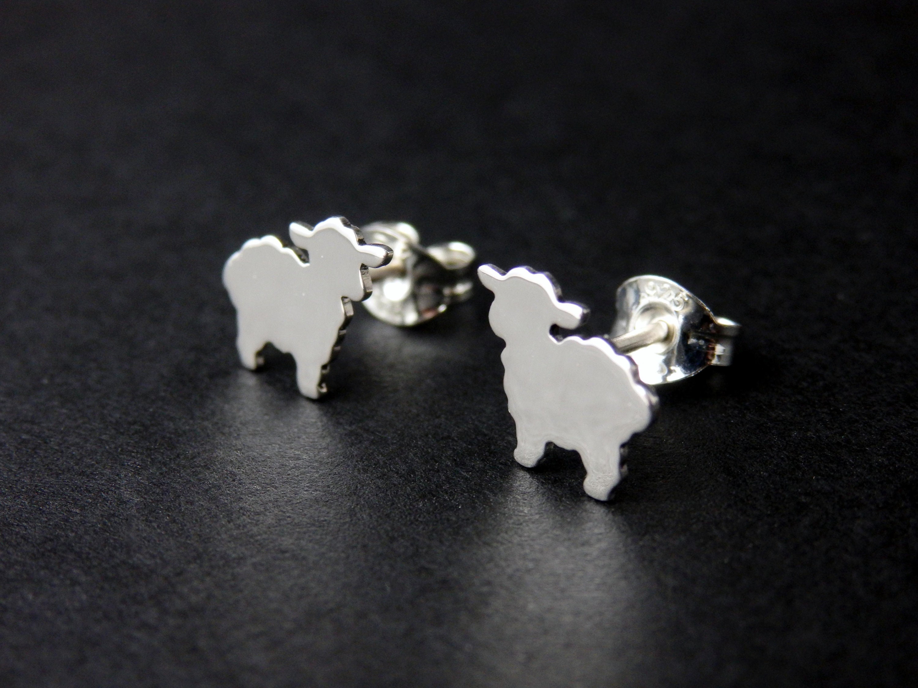Cute Silver Sheep Stud Earrings Baby Sheep | Etsy
